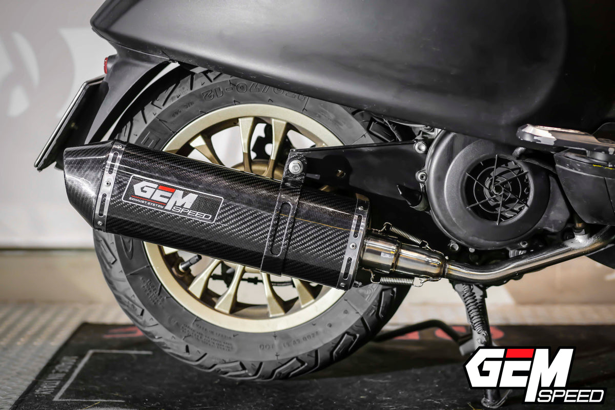 MUFFLER CARBON FULL SYSTEM FOR VESPA SPRINT 125I IGET ABS – Gem Speed ...